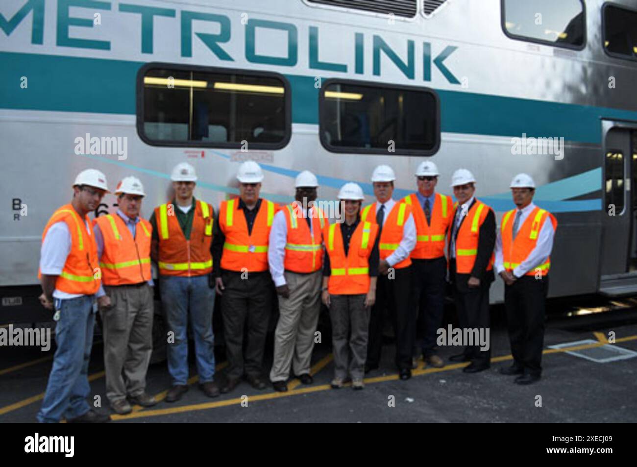 Metrolink safety personnel, Chairman Hersman and NTSB staff during a ...