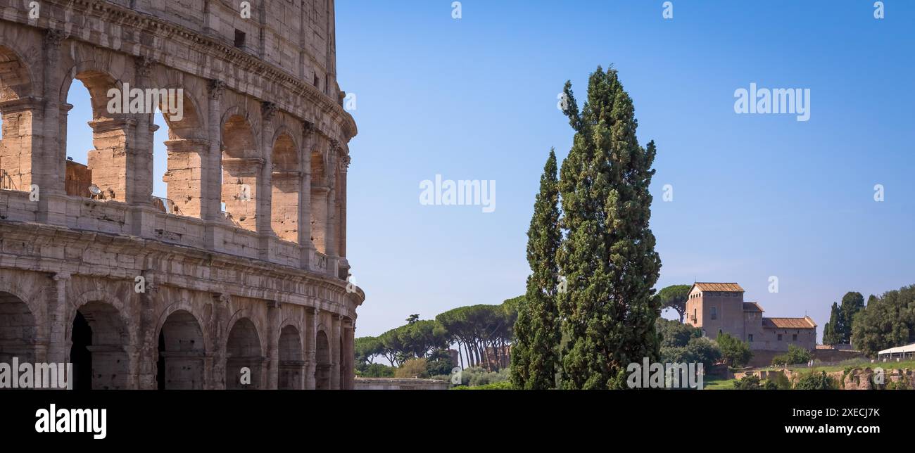 Rome, Italy - Marcello Theater exterior with blue sky. Famous Roman ...