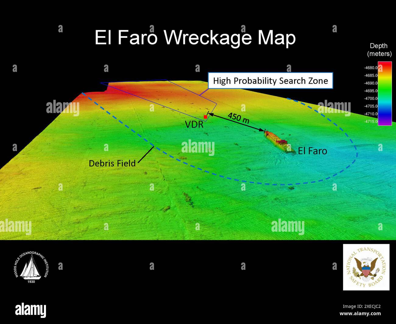 EL FARO Wreckage Map Loss of Container Ship El Faro Stock Photo - Alamy