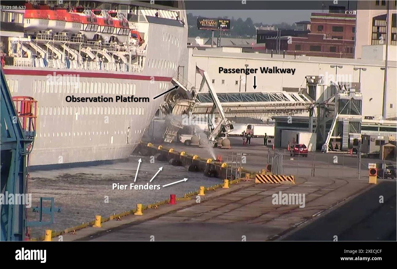 This screen shot from a CCTV monitor, provided to the NTSB by the U.S ...