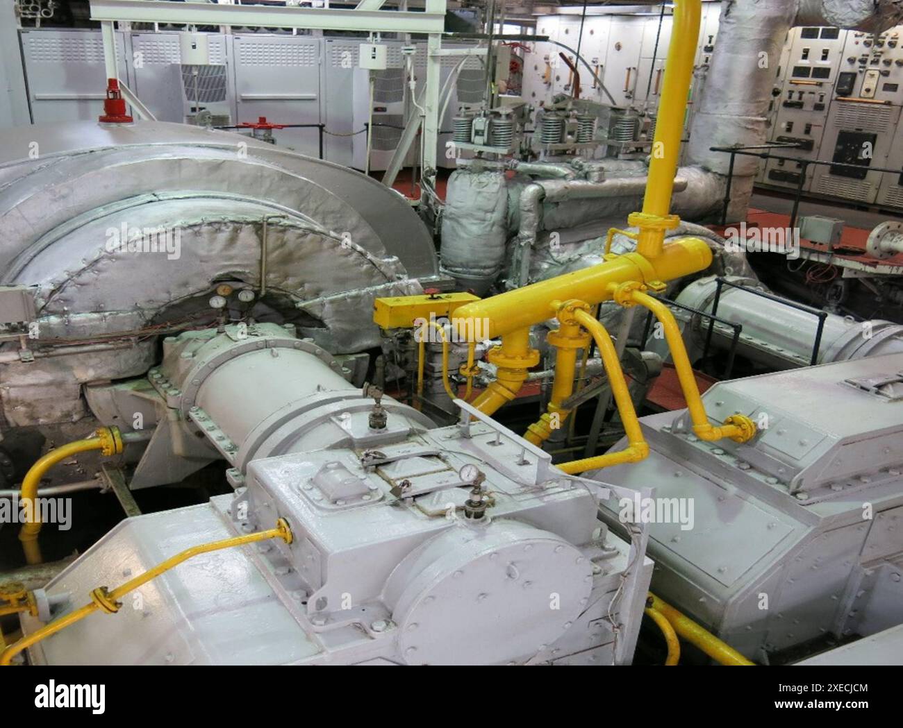 Photo of the engine room of El Yunque showing silver propulsion ...