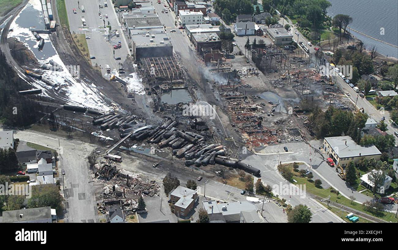The Lac-Mégantic derailment site following the accident. Photo by TSB ...
