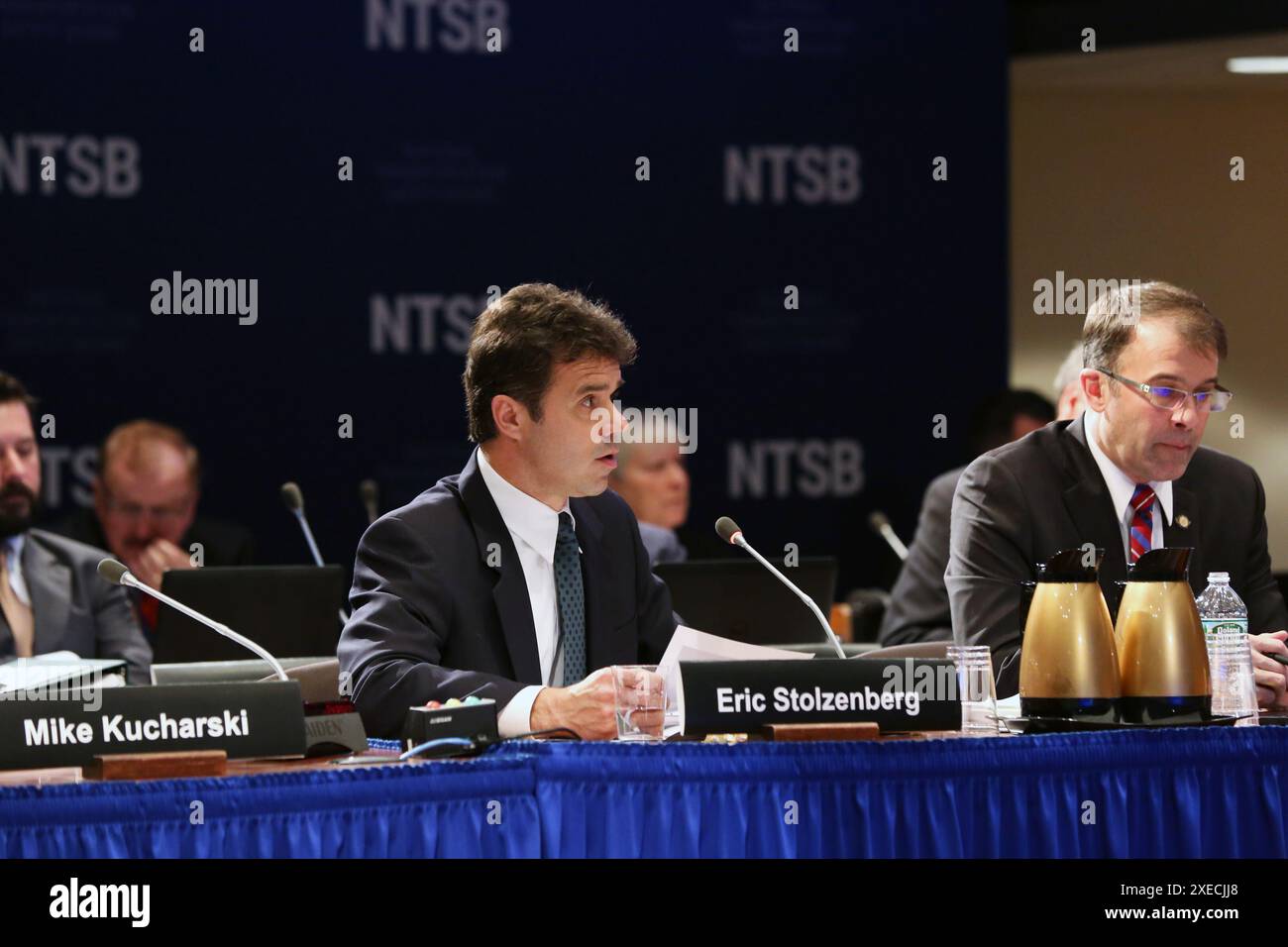 NTSB marine safety investigator Eric Stolzenberg makes a presentation ...
