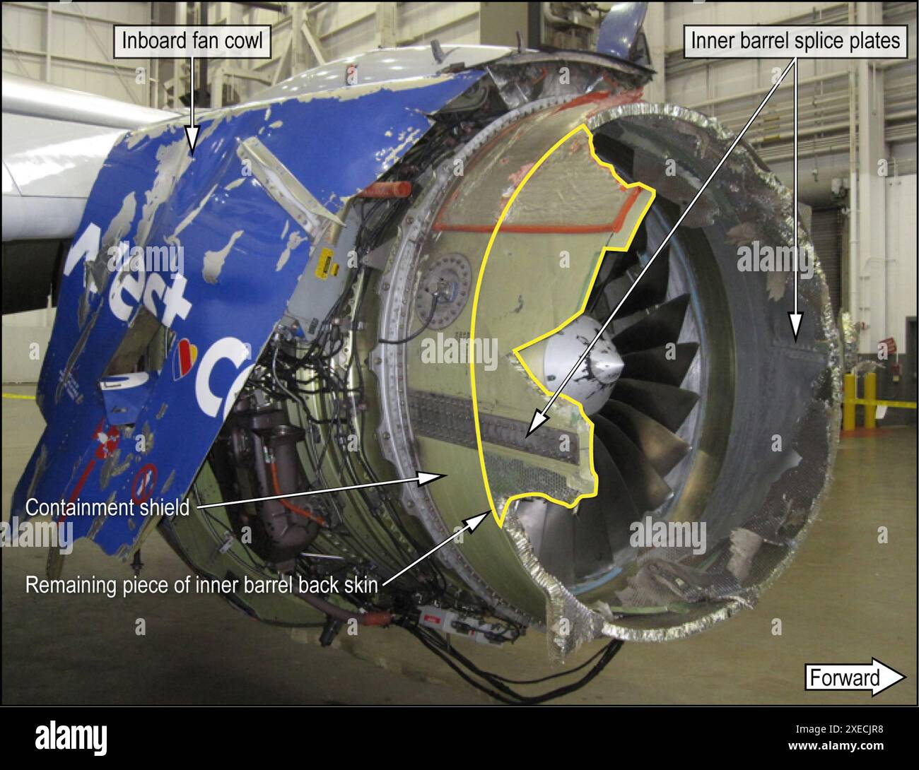 WASHINGTON (April 11, 2018) — In this NTSB photo-illustration, damaged ...