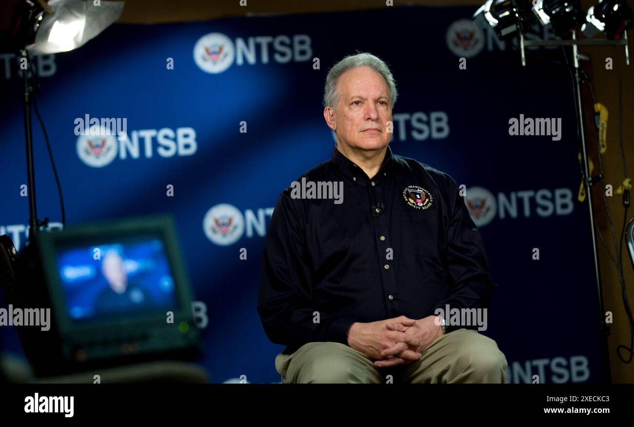 NTSB Board Member Mark Rosekind being interviewed on the status of ...