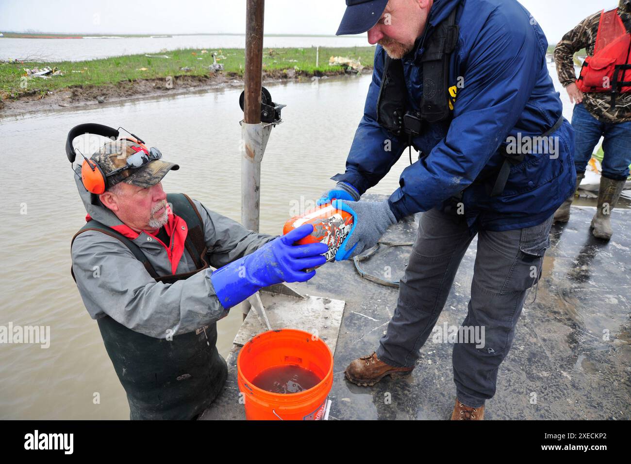 In this photo, taken on March 3, 2019, NTSB investigators and member of ...