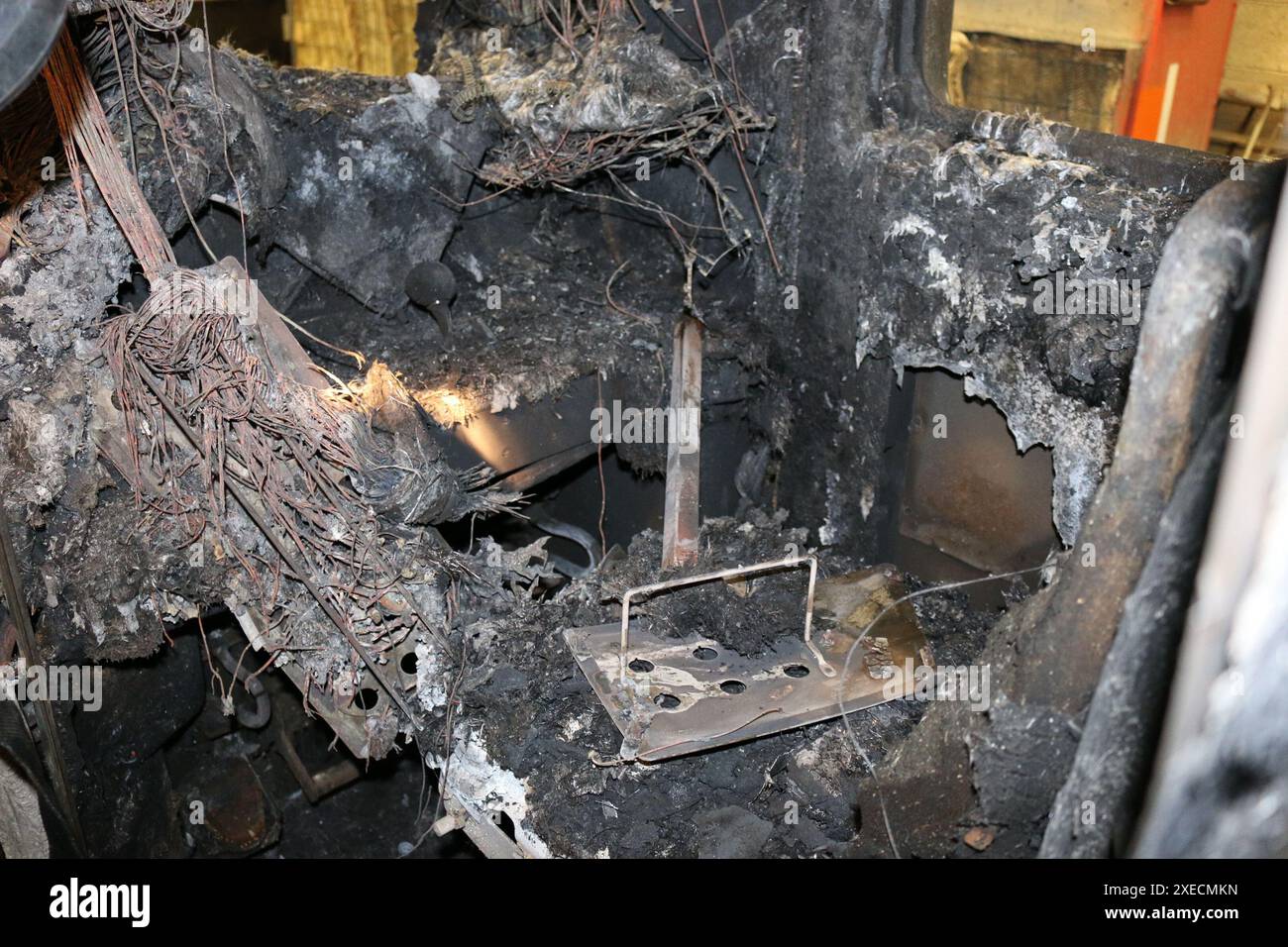 Photo of car interior showing third rail pieces of passenger ...