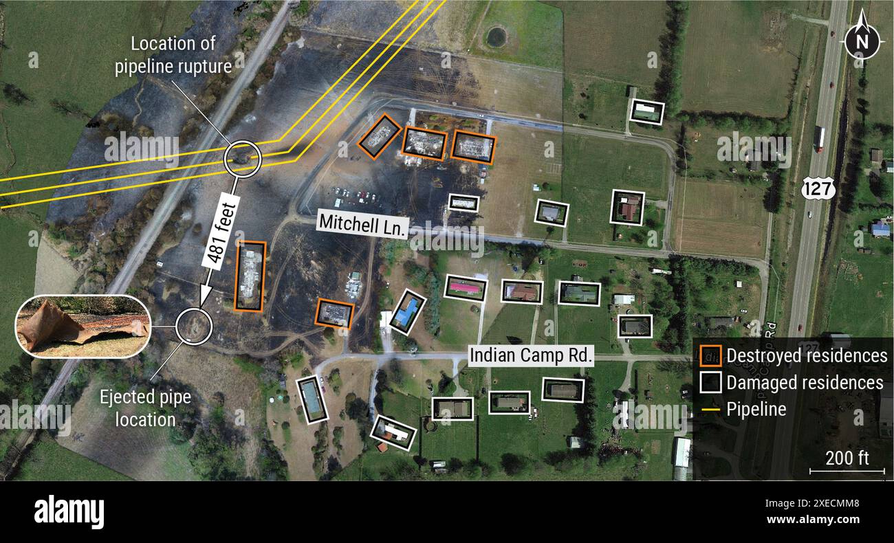 This photo illustration shows the post-rupture aerial view of the ...