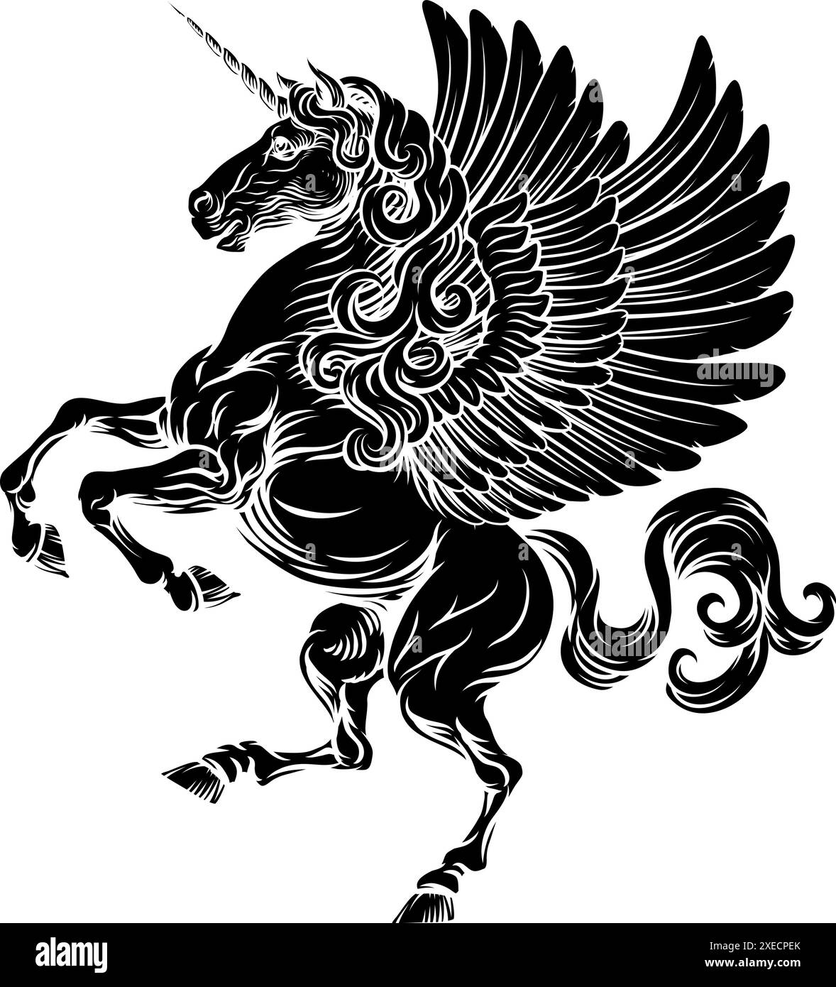 Pegasus Unicorn Horse Crest Heraldic Coat of Arms Stock Vector Image & Art - Alamy