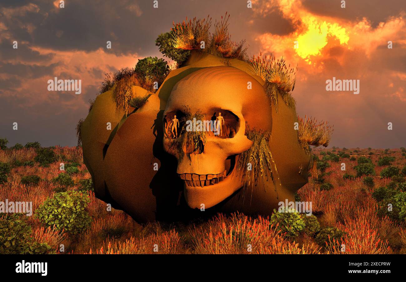 Men Standing Inside A Giant Nephilim Skull Stock Photo - Alamy