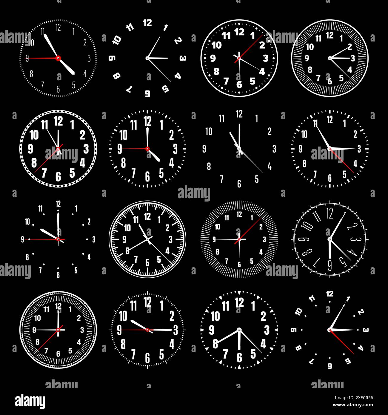 Mechanical clock faces with hands, bezel. Watch dial with minute, hour ...