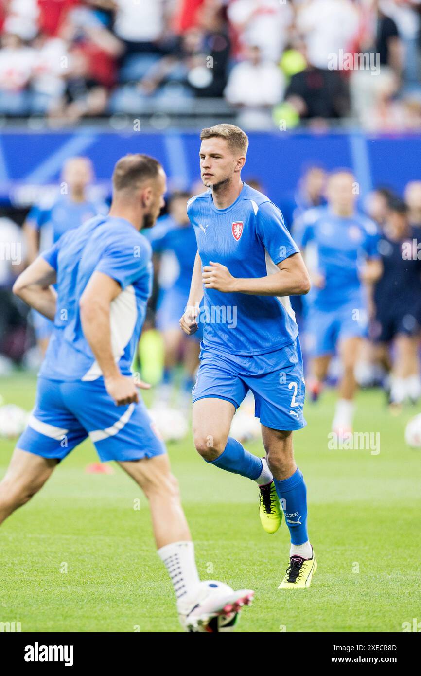 Hamburg, Germany. 26th June, 2024. David Zima (2) of Czechia is warming ...