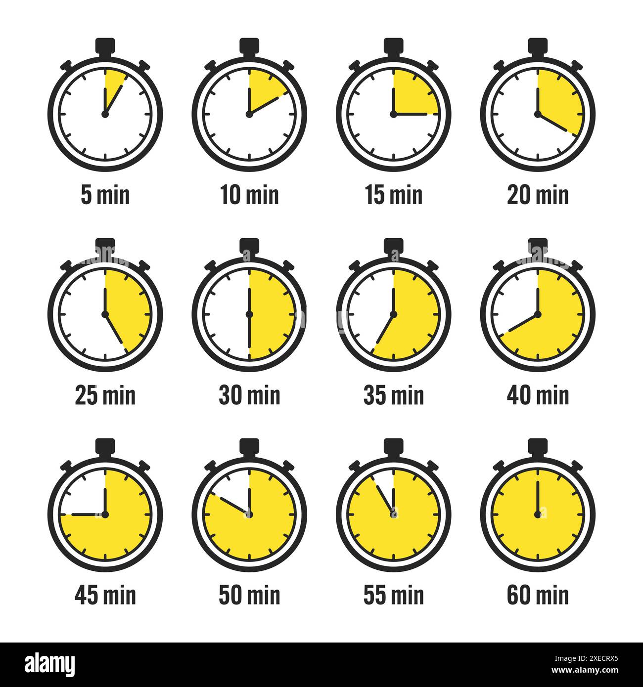 Stopwatch icons. Colorful simple chronometer, time counter with dial ...