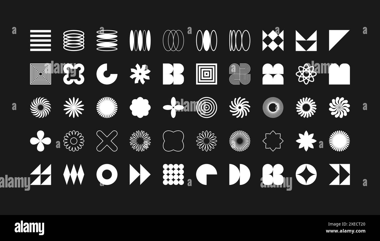 Brutalist geometric shapes, modern symbols. Simple primitive elements ...