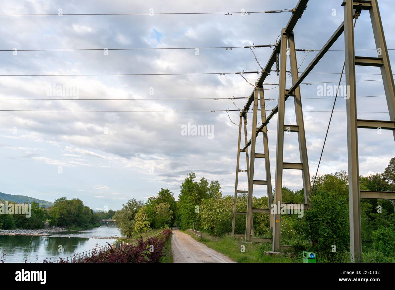 Masts carrying high voltage cables close to a hydro power plant. Nice ...