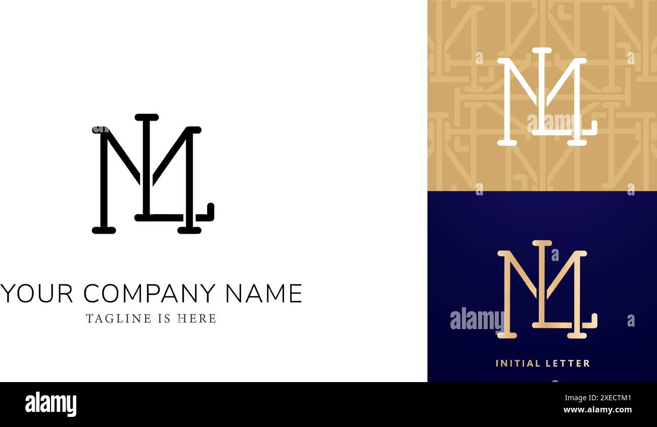 LM or ML monogram logo design elegant style vector illustration for ...