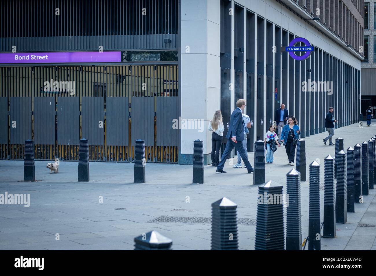 LONDON- JUNE 17, 2024:Bond Street station Elizabeth Line entrance / exit on Hanover Square off ...