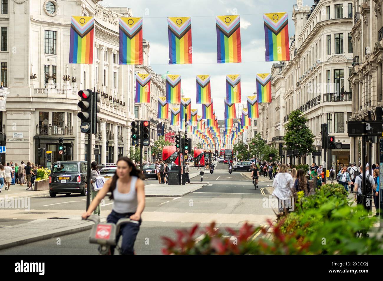 LONDON- JUNE 17, 2024: Regent Street shopping street scene. Landmark ...
