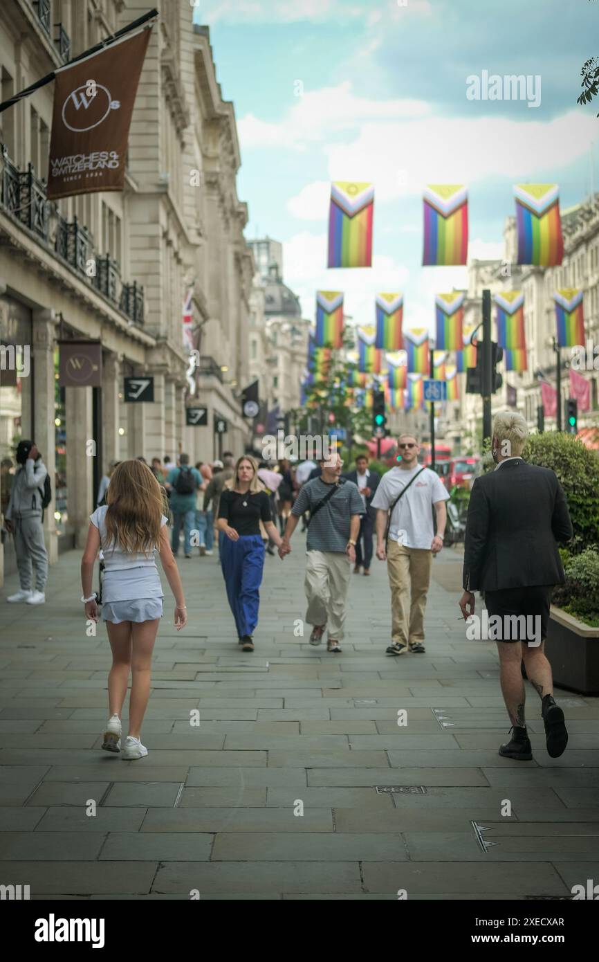 LONDON- JUNE 17, 2024: Regent Street shopping street scene. Landmark ...