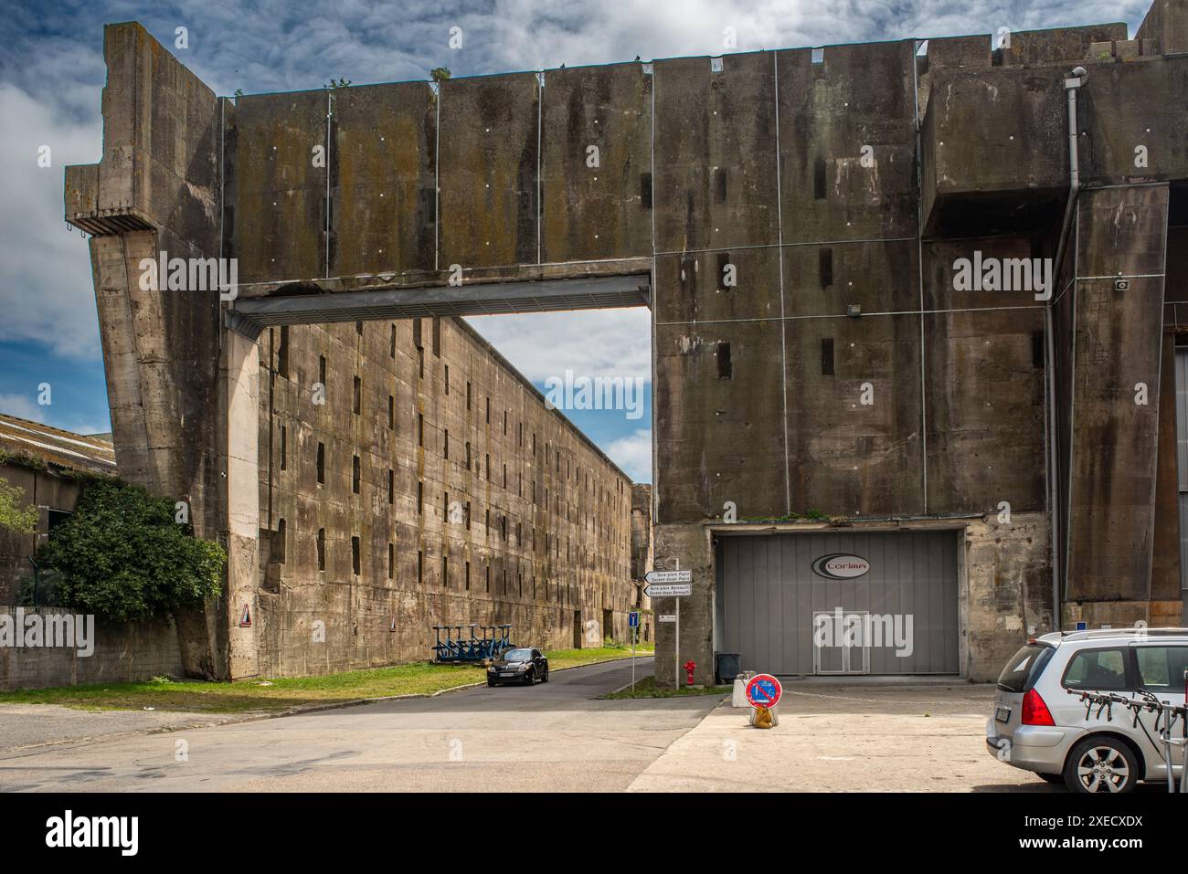 Exterior view of the German WWII submarine base in Lorient, Brittany ...