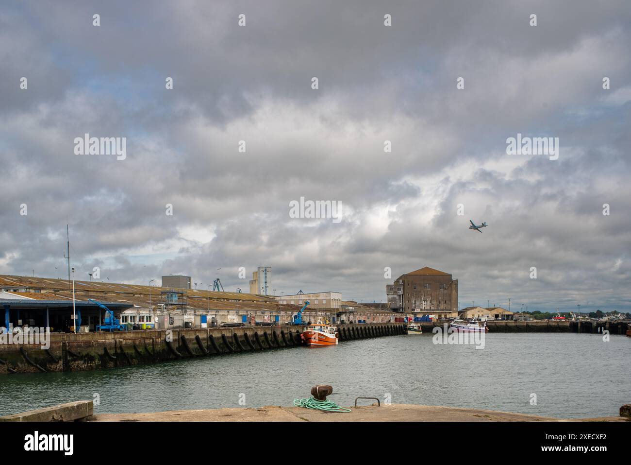 View of the historic German submarine base from WWII located in Lorient ...
