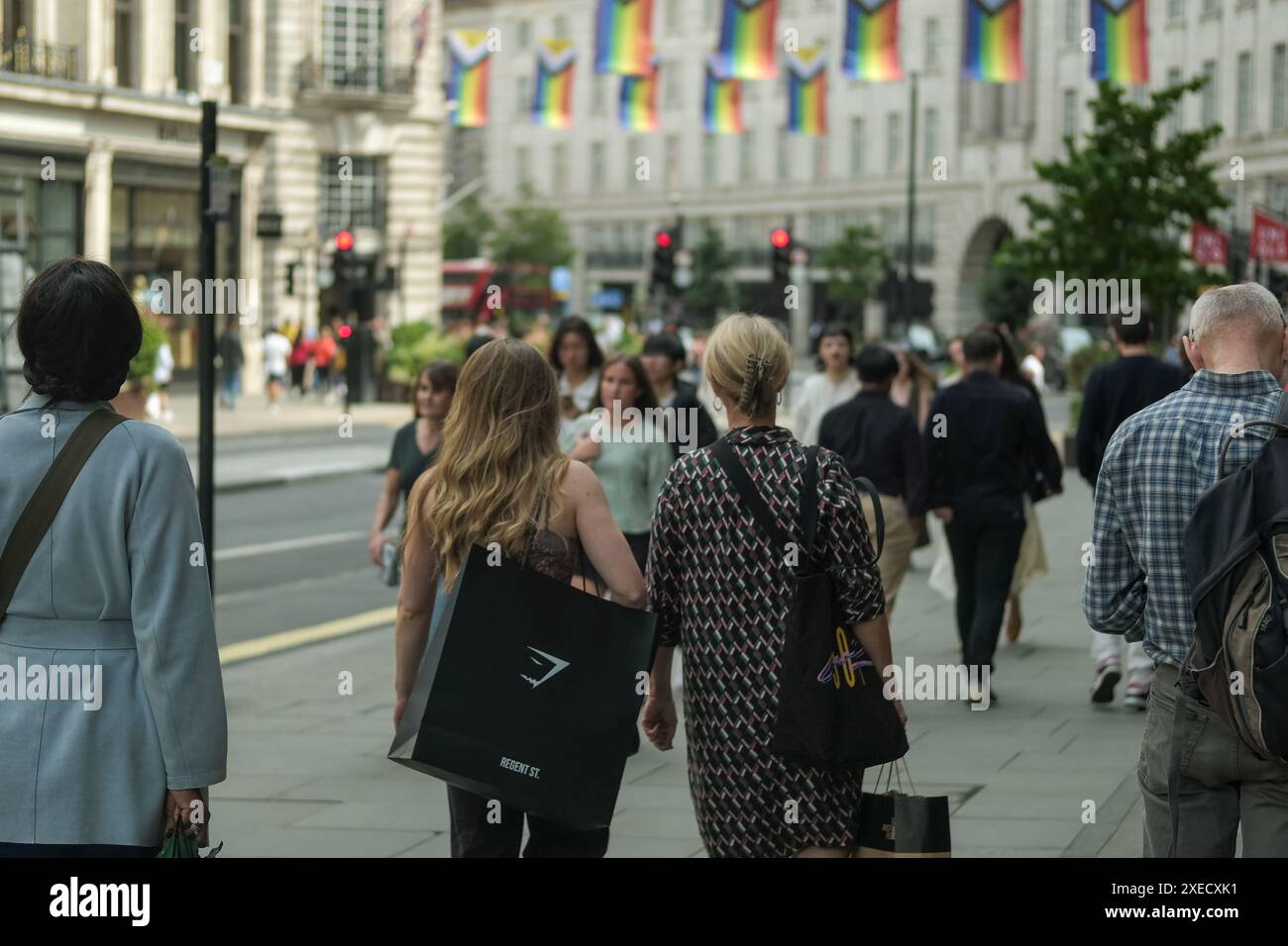 LONDON- JUNE 17, 2024: Regent Street shopping street scene. Landmark ...
