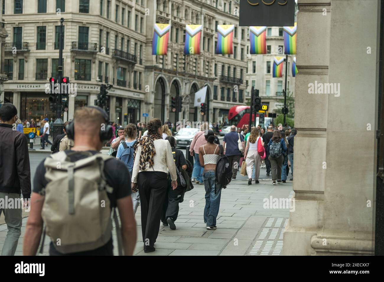 LONDON- JUNE 18, 2024: Regent Street shopping street scene. Landmark ...