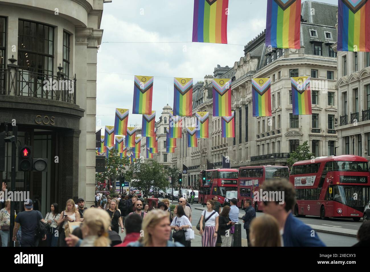 LONDON- JUNE 18, 2024: Regent Street shopping street scene. Landmark ...