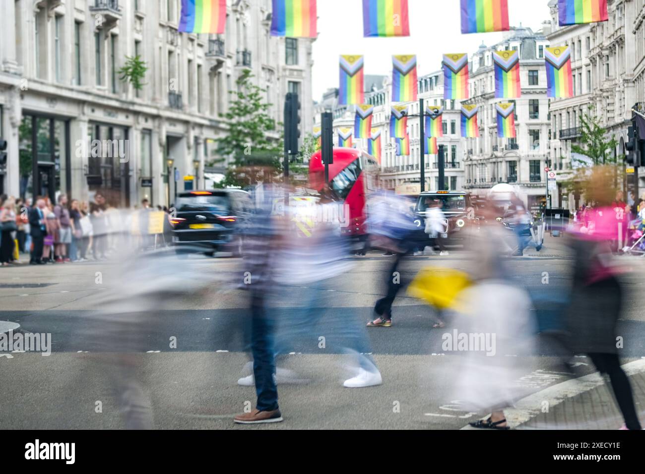LONDON- JUNE 18, 2024: Regent Street shopping street scene. Landmark ...