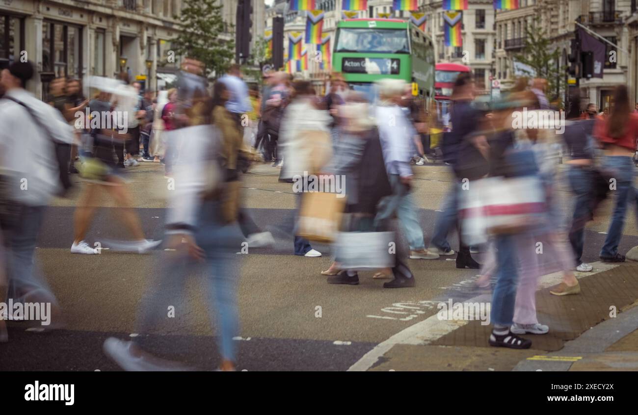 LONDON- JUNE 18, 2024: Regent Street shopping street scene. Landmark ...