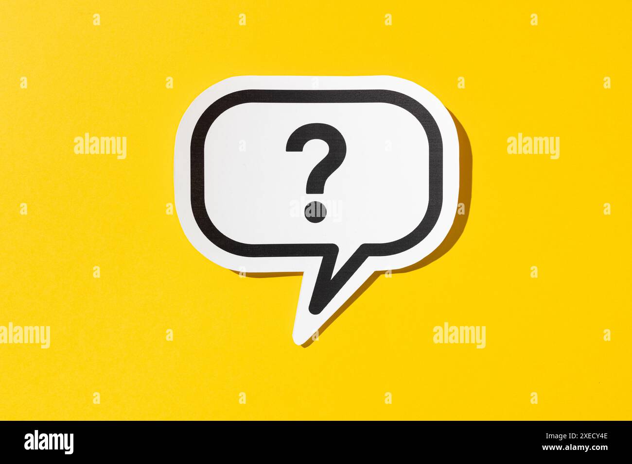 Question mark on speech bubble isolated on yellow background. Doubt ...