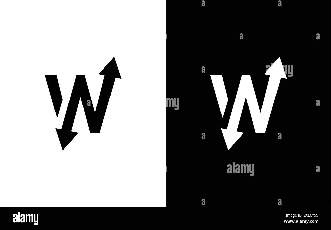 Minimalist professional Initial Letter W N up down arrow logo design ...