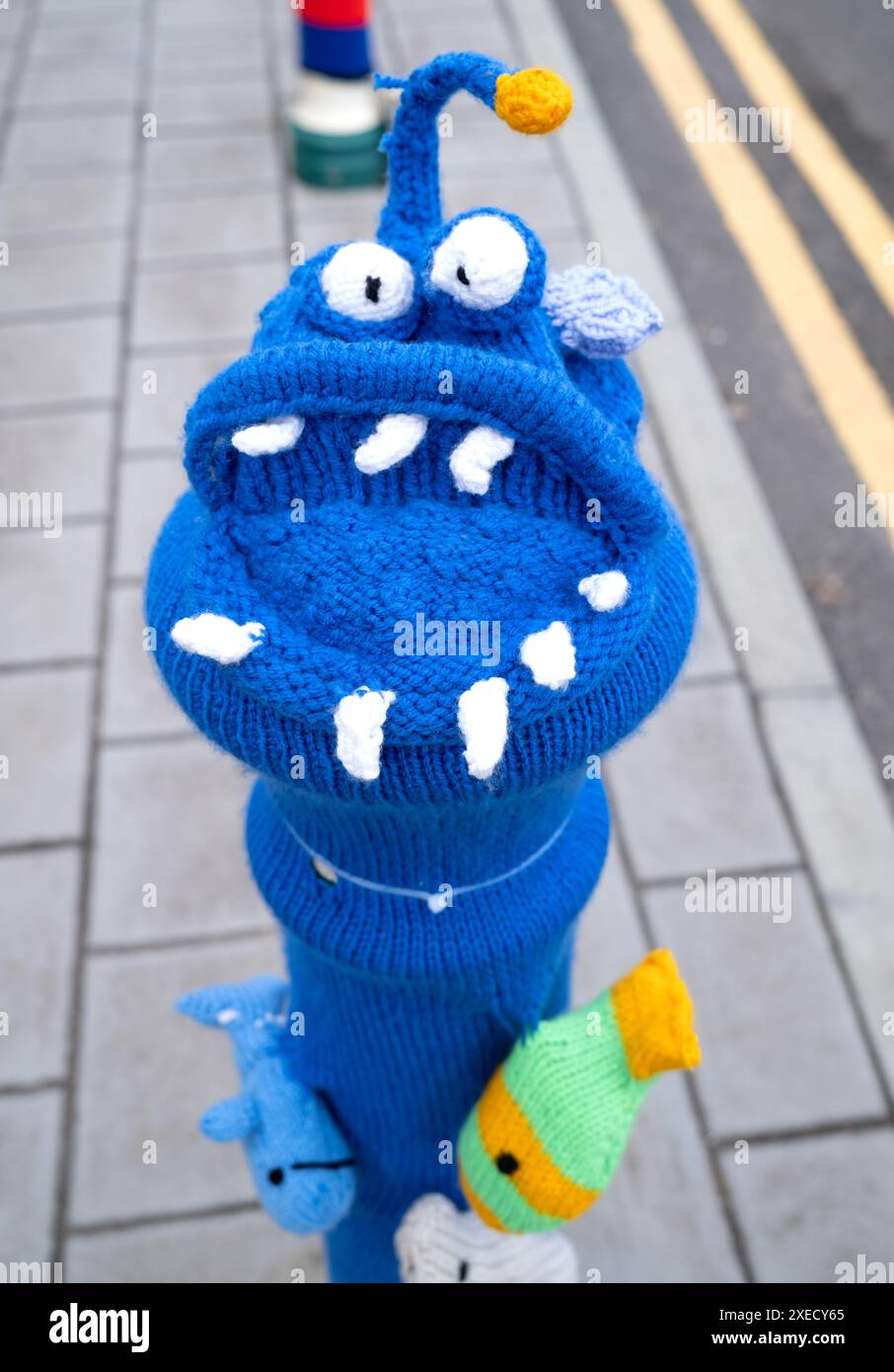 Knitted RNLI Figure Doll Mascot on the Esplanade in Penarth South Wales ...