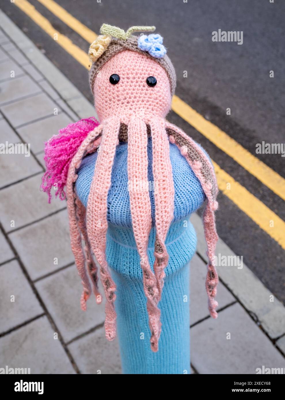 Knitted RNLI Figure Doll Mascot on the Esplanade in Penarth South Wales ...
