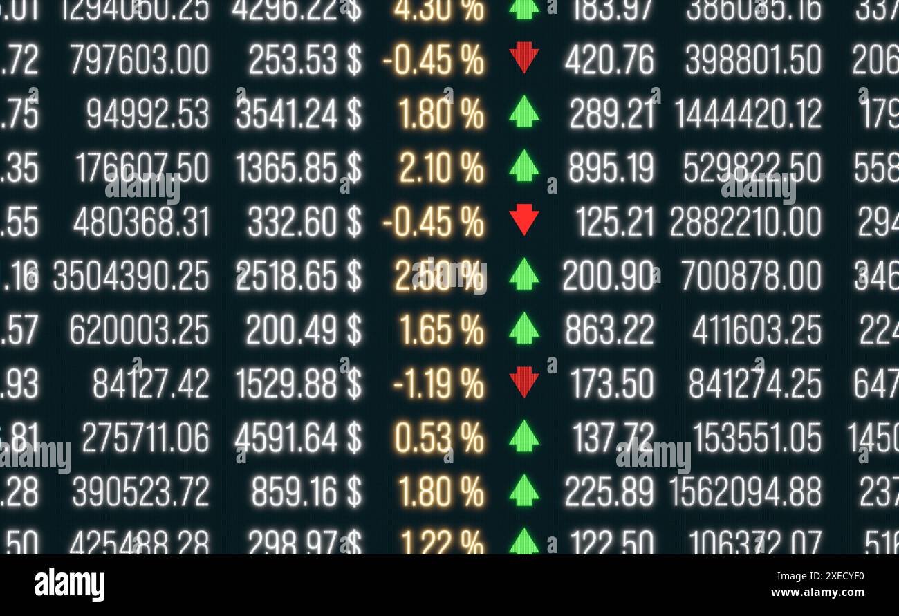 Business data, spreadsheet with trading information. Business data ...