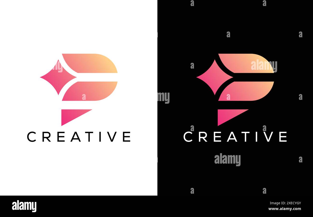 Minimalist professional letter P spark logo design template. Letter P ...