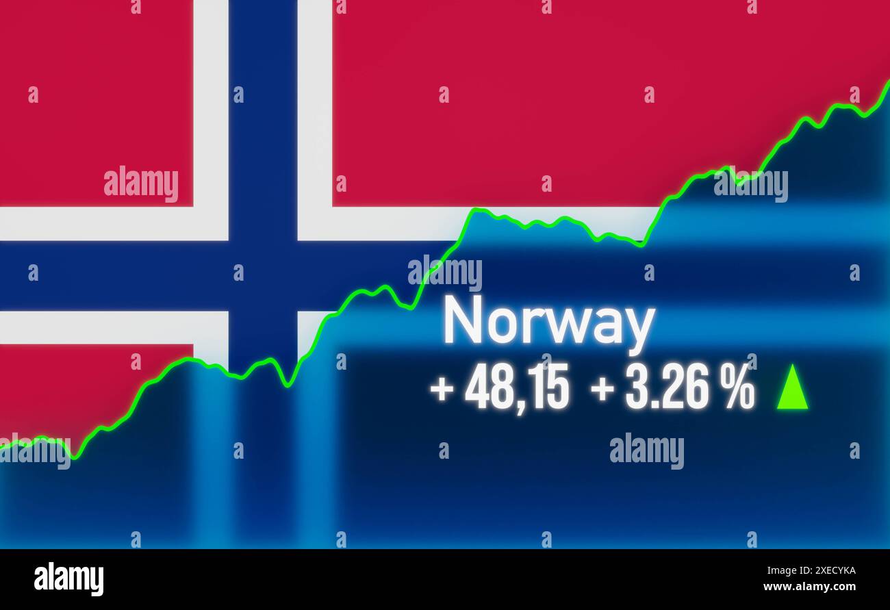 Norway stock market up, rising chart. Norway stock market up. Rising ...