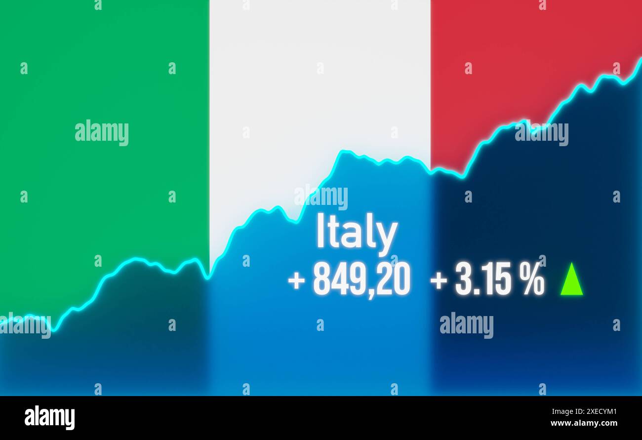 Italy stock market up, rising chart. Italy stock market up. Rising ...