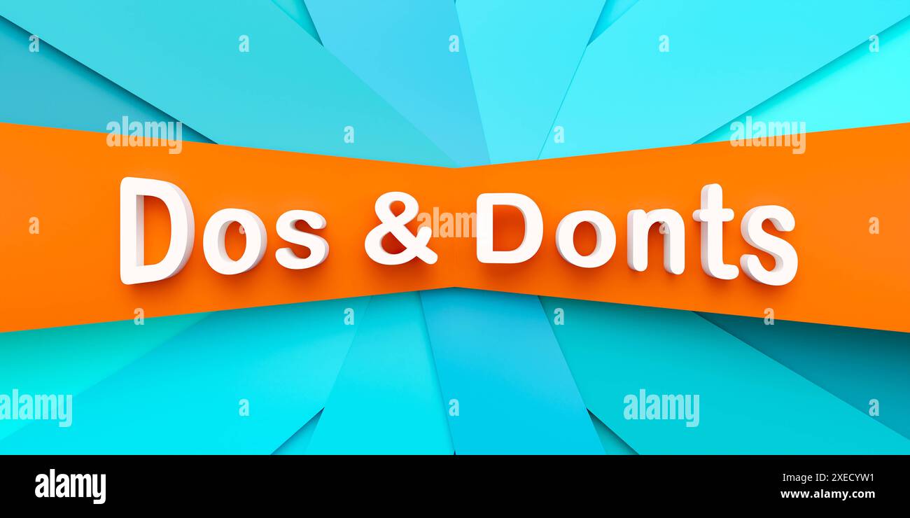 Dos and donts. Dos and donts. Blue and orange paper stripes. The text ...