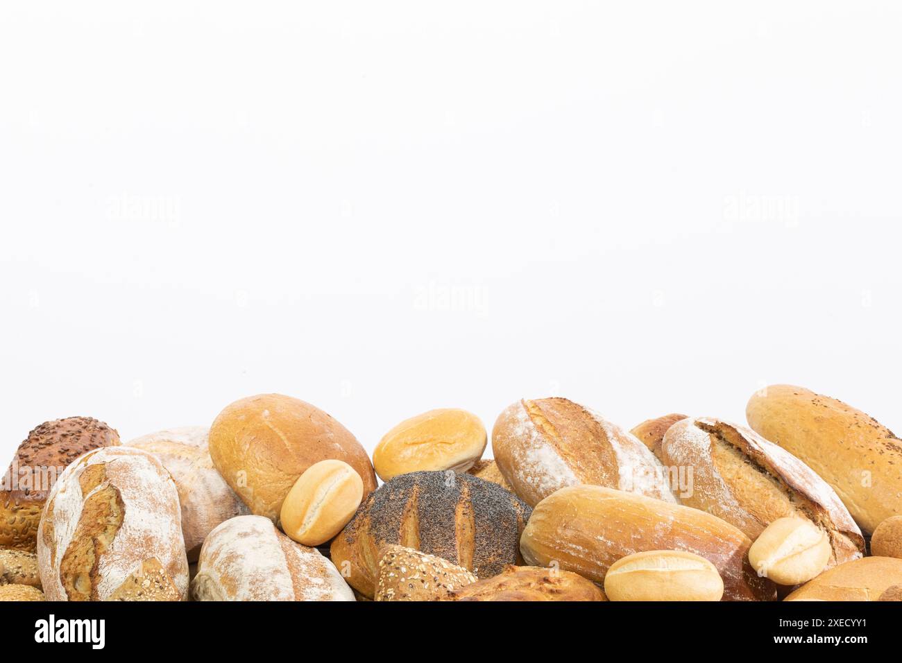 Many kinds and kinds of bread collected in one place as decoration for ...