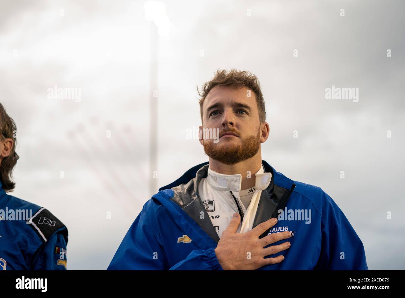 NASCAR Cup Series driver, TY DILLON, stands for the national anthem ...