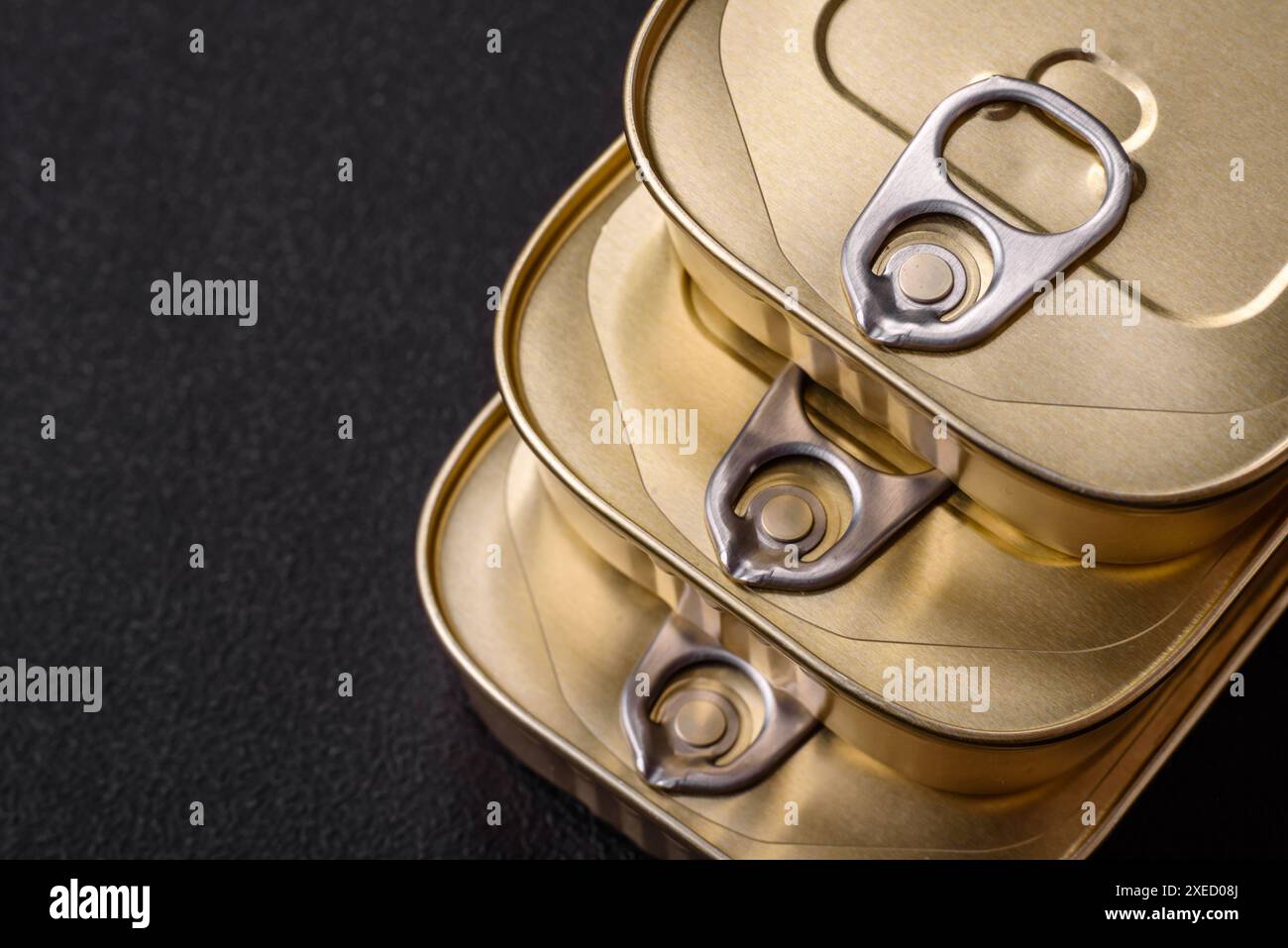 Tin or aluminum rectangular can of canned food with a key Stock Photo ...