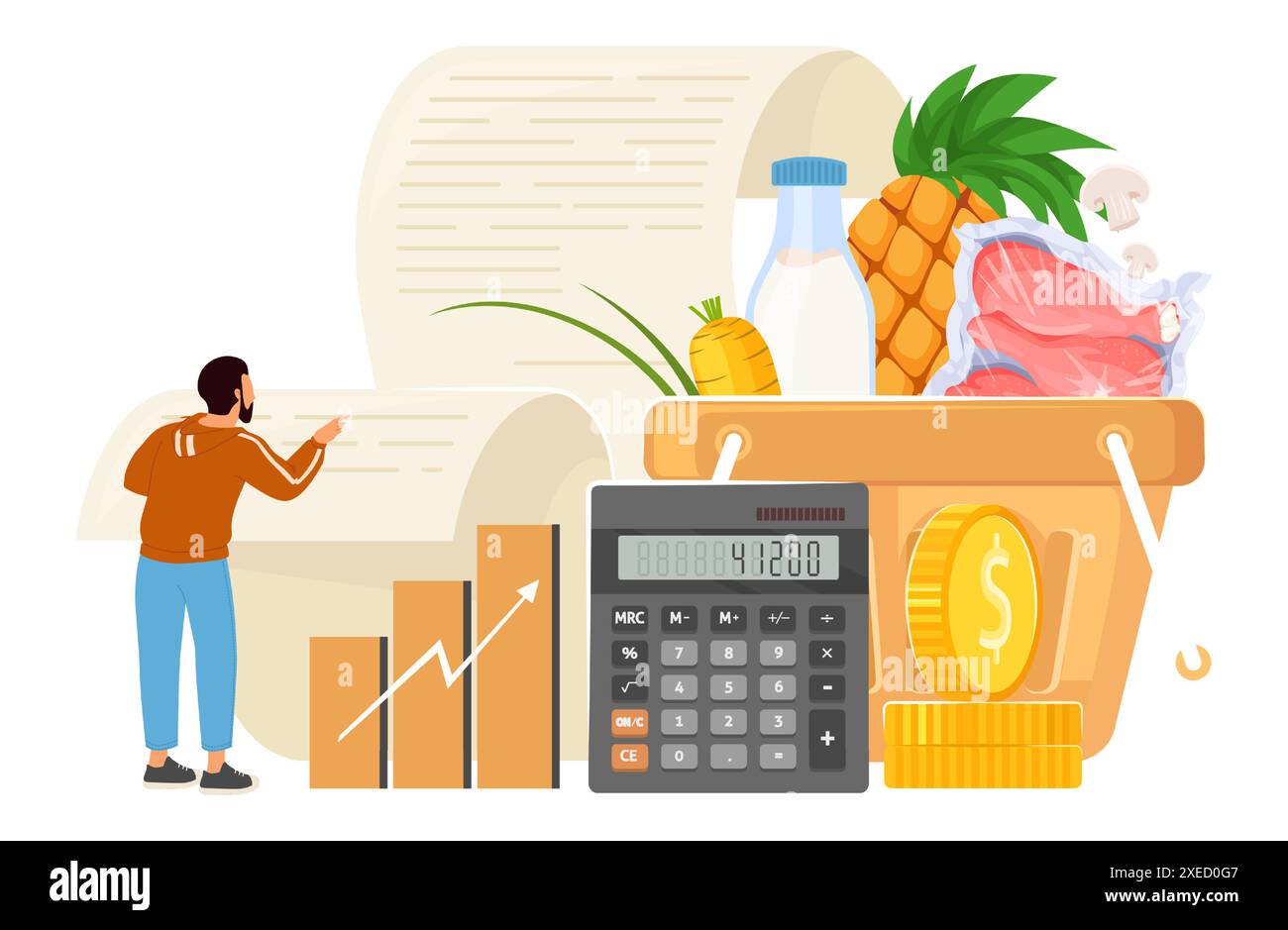 Food cost and living price rising vector illustration Stock Vector ...