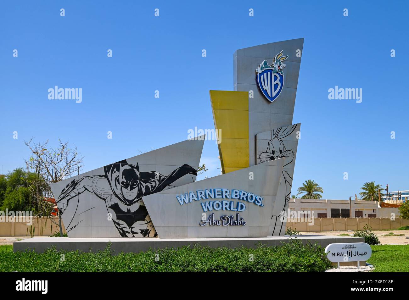 ABU DHABI - MAR 29: logotype of Warner Bros in front of entrance to the ...