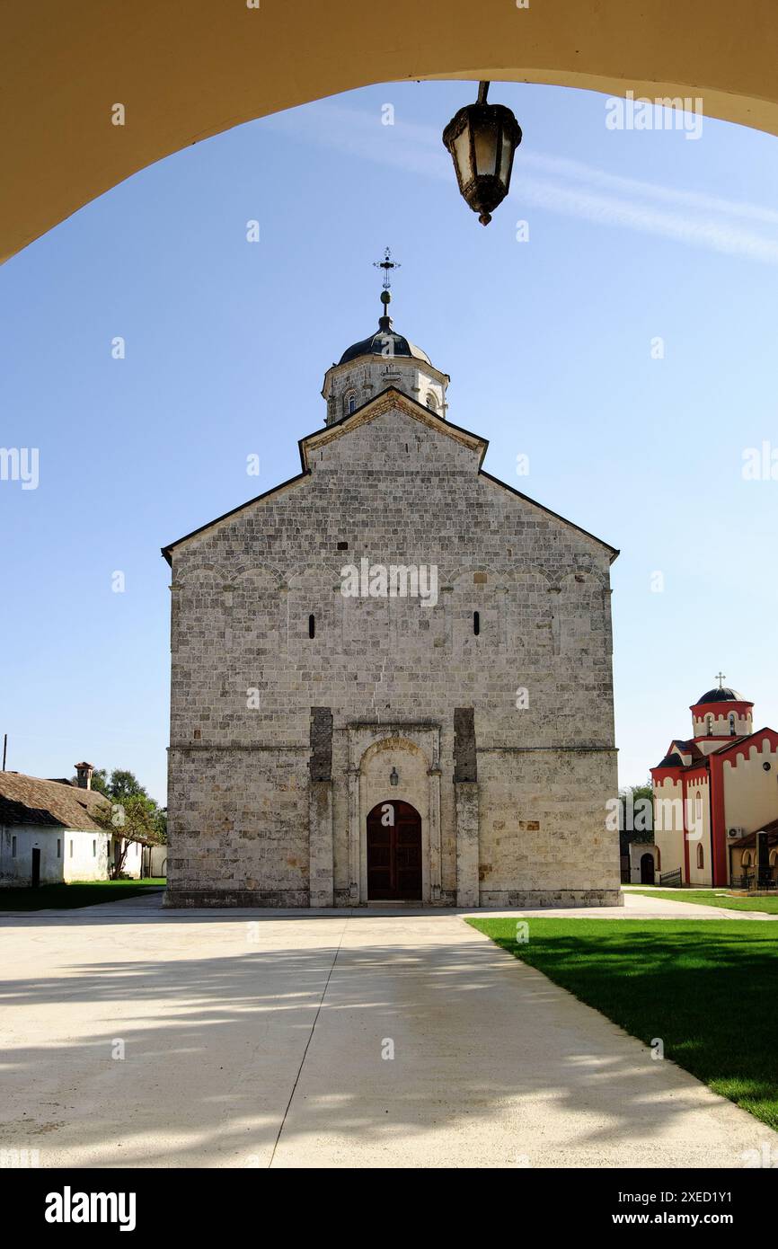 old stone church of Kovilj Monastery in the Backa region, in the ...