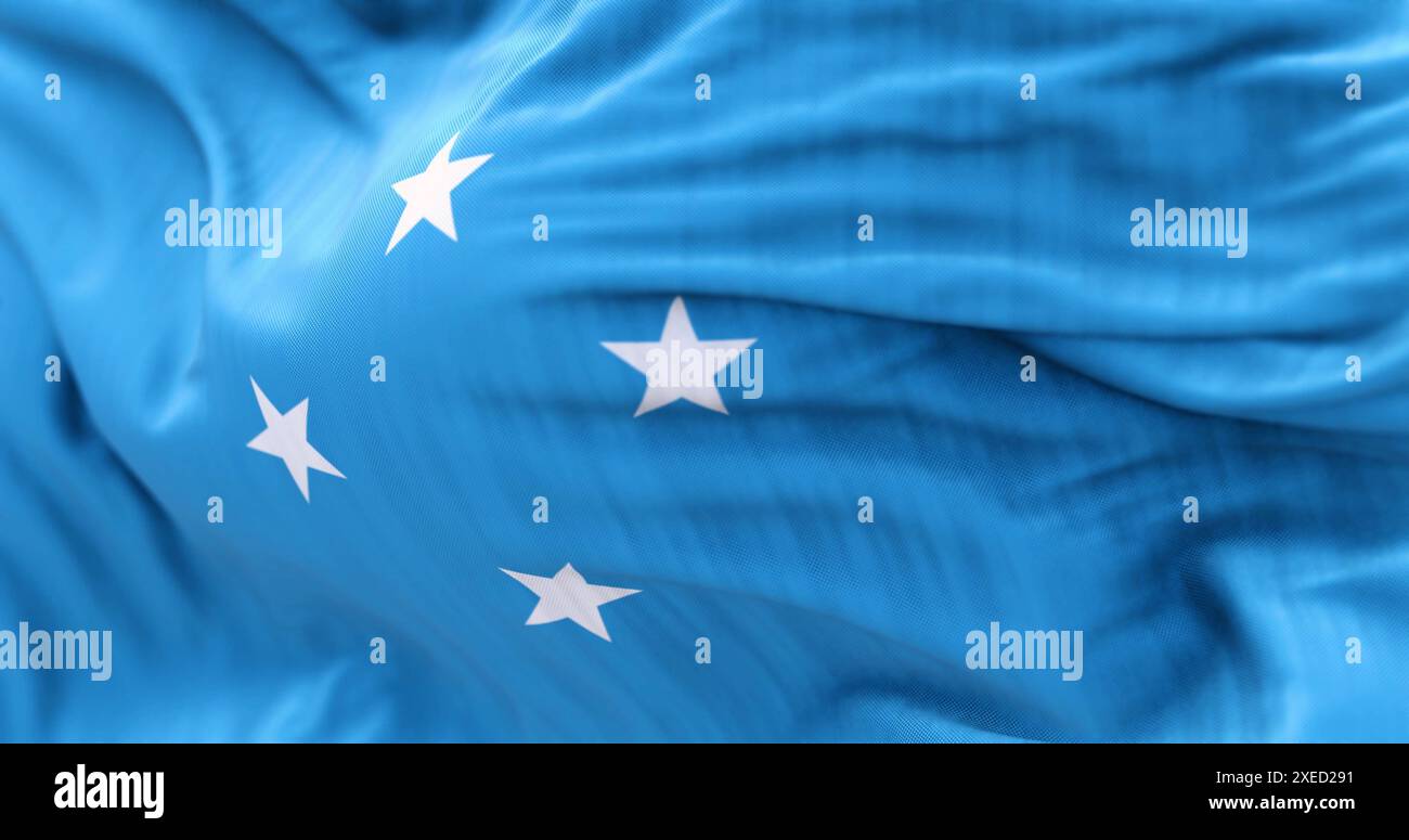 National flag of Federated states of Micronesia waving on a clear day ...