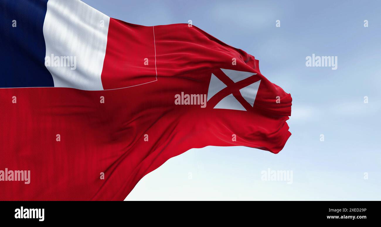 National flag of Wallis and Futuna waving on a clear day Stock Photo ...