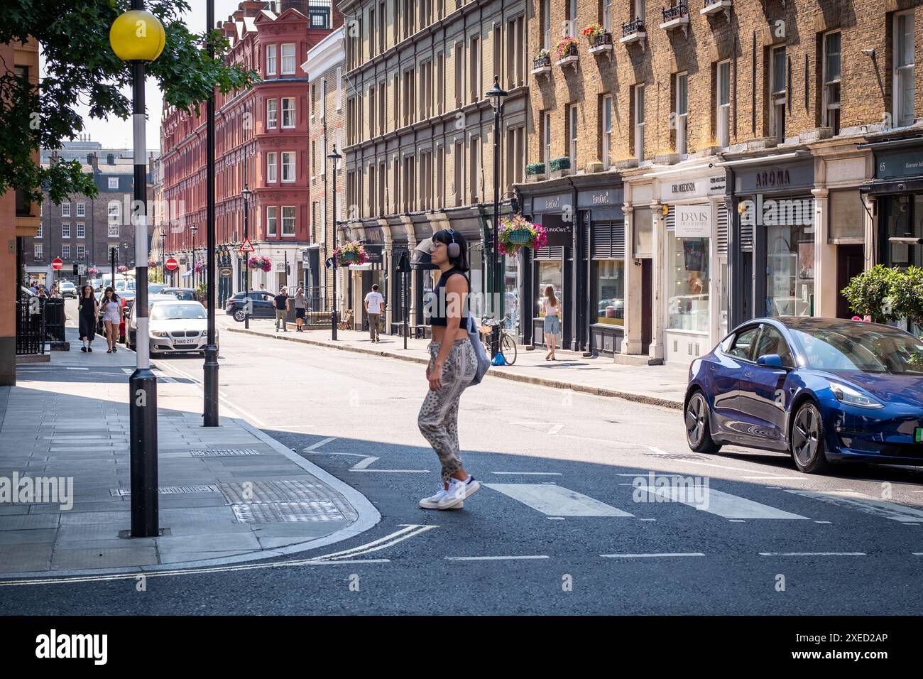 LONDON- JUNE 26, 2024: Chiltern Street in Marylebone. Upmarket area and ...