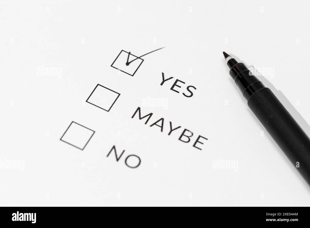Yes or No Check boxes on white paper Stock Photo - Alamy