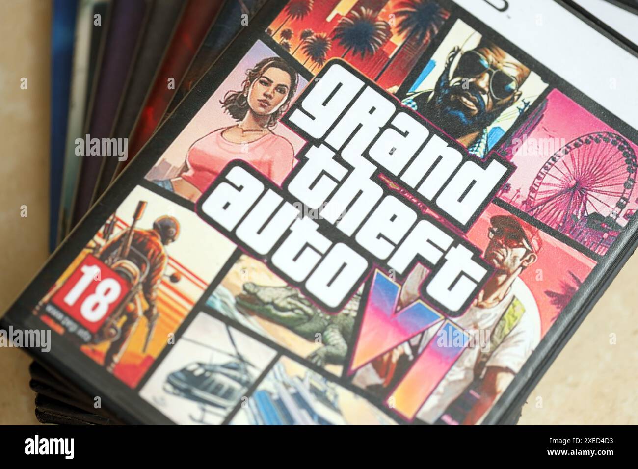 KYIV, UKRAINE - JUNE 26, 2024 Grand Theft Auto 6 PS5 video game disc ...